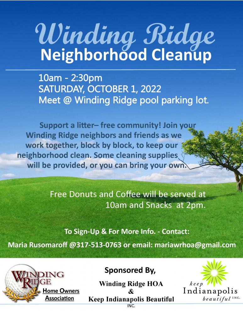 Winding Ridge Clean Up Day October 1 | City of Lawrence, Indiana